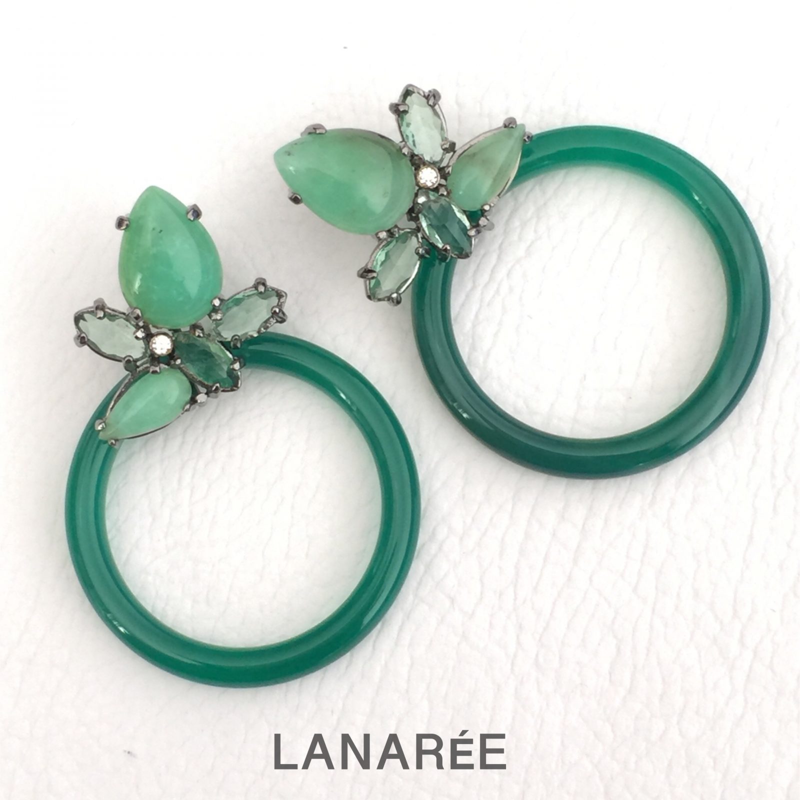 Brinco Jade Esmeralda Com Cristais – Lanarée Semijoias