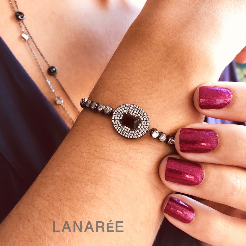 Pulseira Riviera Olho Grego Cristal Ônix – Lanarée Semijoias