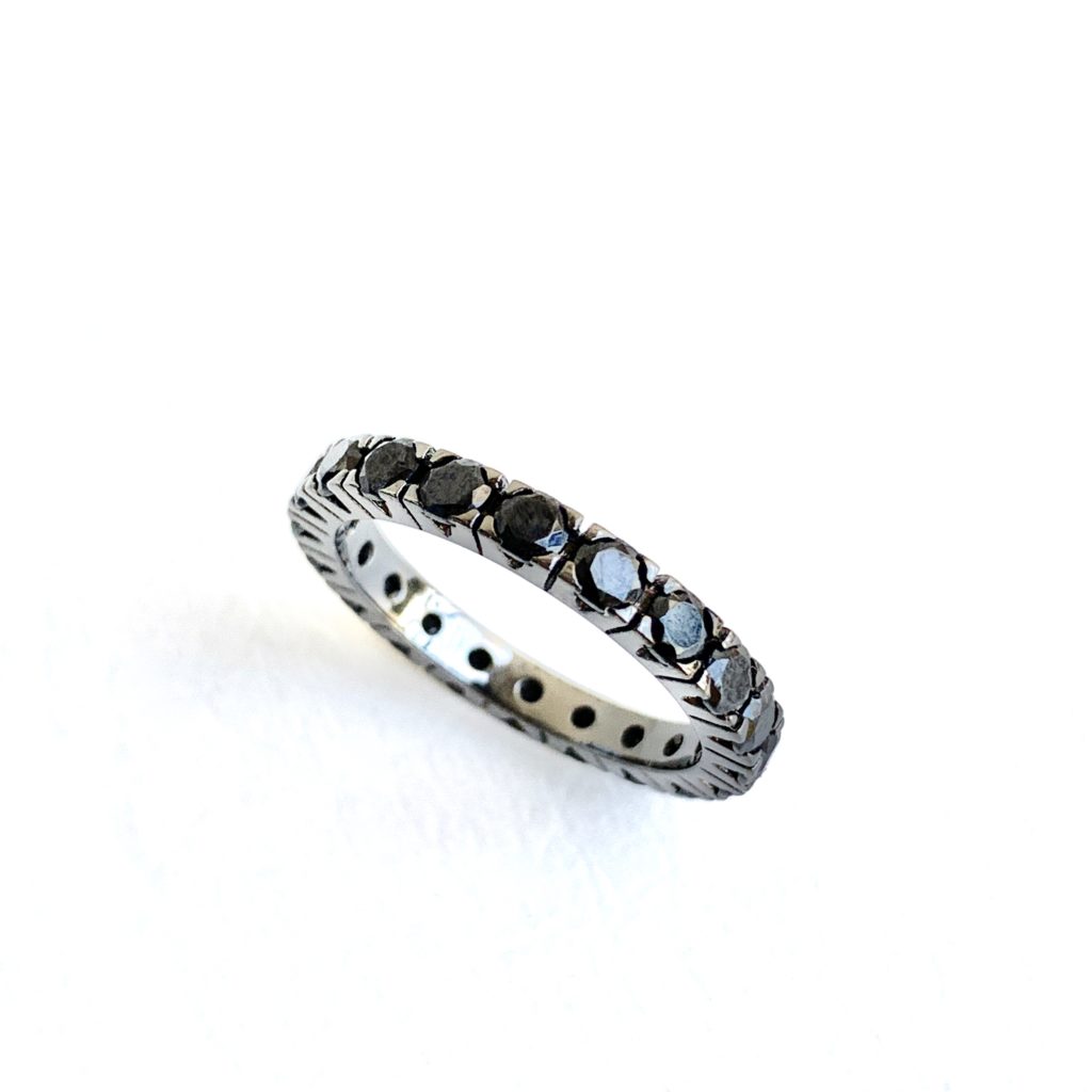 Anel Aliança Ródio Negro de Prata 925 – Lanarée Semijoias